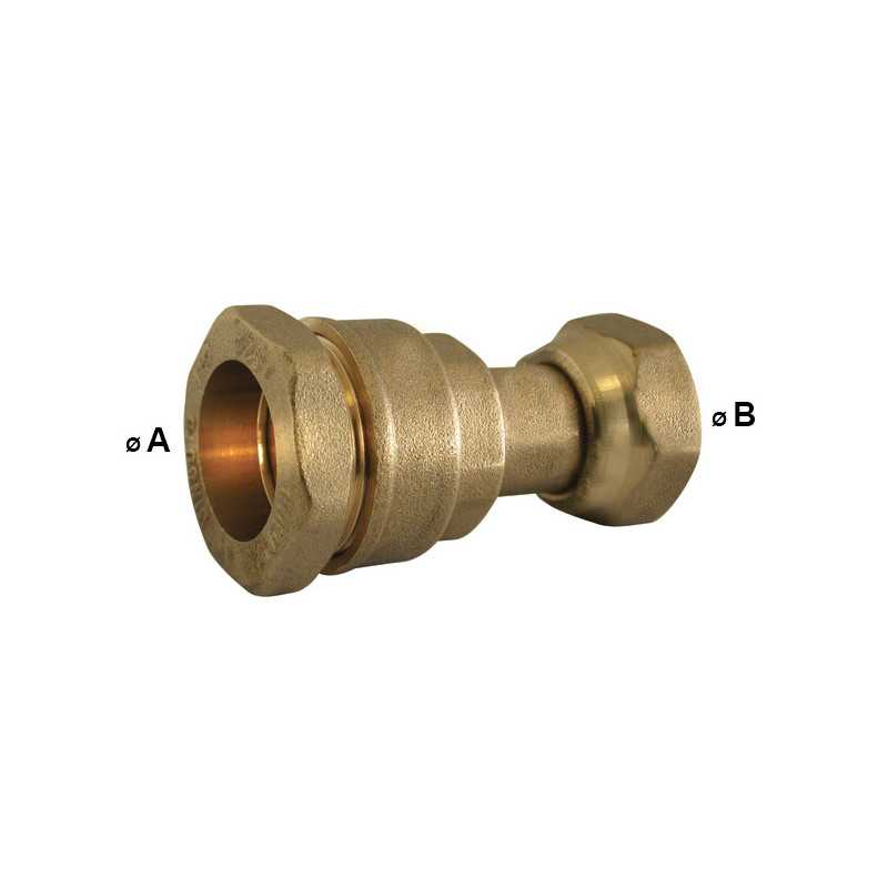 Straight brass compression connection with female free nut