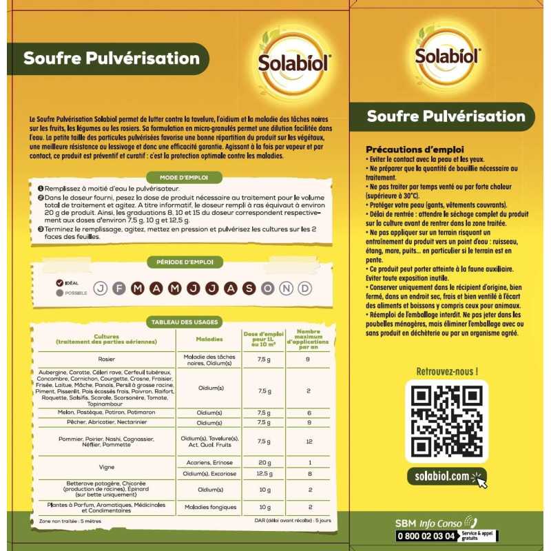 SOLABIOL Sulfur Spray 750g | Double preventive and curative action ...